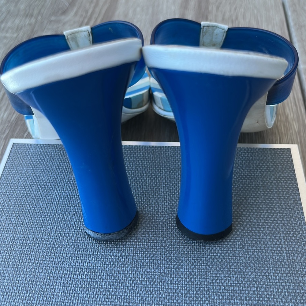 Patrick Cox Blue Pvc With White Leather Sandals/Heels - Gem